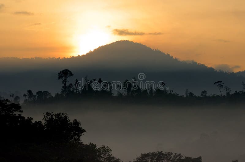 Stock Image of Foggy Mountain in the Morning Stock Image - Image of ...