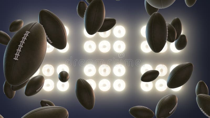 Super Bowl Football Explosion Concept on Floodlight Background Stock ...