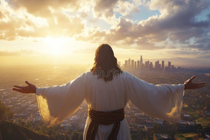 Stock Image of Jesus Christ at the Back of the Sky. Stock Image - Image ...