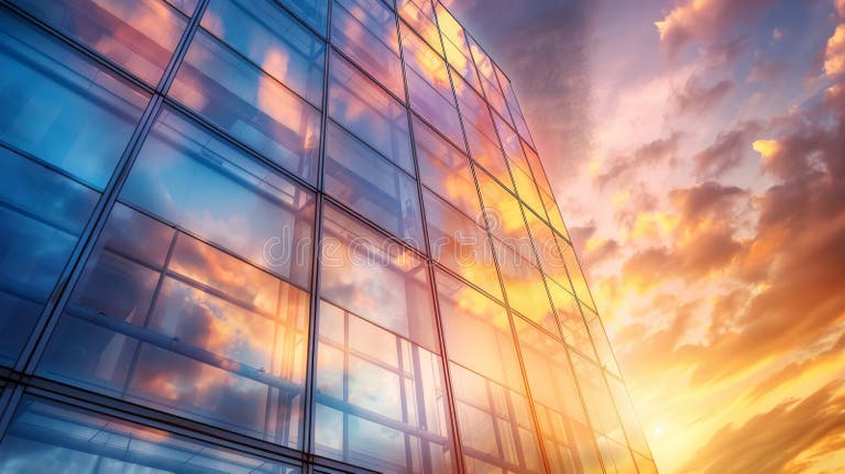 Stock Image of a Modern Office Building at Sunset, Modern, Generation ...