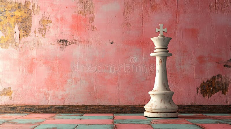Stock Image of a Pastel Pink Chess Piece Set Against a Bright Pink ...