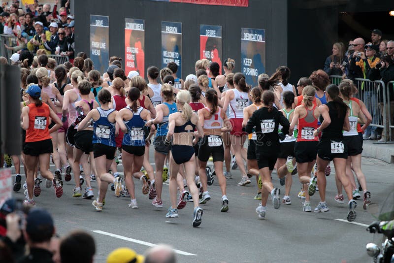 Stock Image of People Running in City Marathon Editorial Stock Image ...