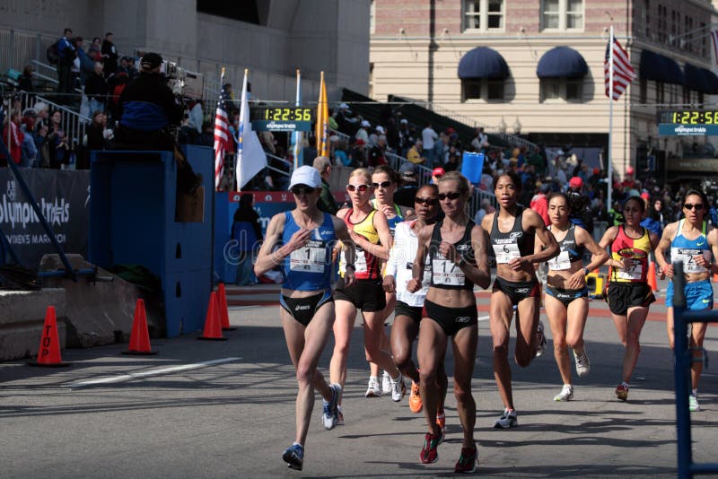 Stock Image of People Running in City Marathon Editorial Photo - Image ...