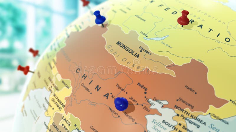 3d Earth Globe with Pinpoints Stock Illustration - Illustration of ...