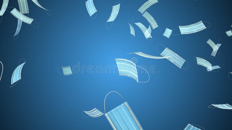 Medical Mask Falling Randomly 3D. Stock Illustration - Illustration of ...