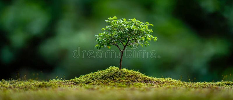 Stock Image of a Small Green Tree Plant in a Natural Setting. Stock ...
