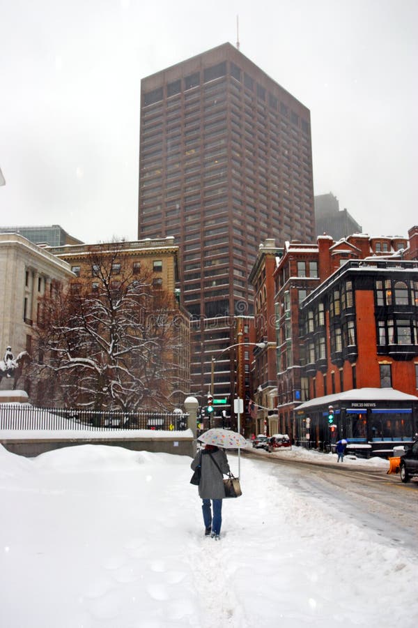 Stock Image of a Snowing Winter at Boston, Massachusetts, USA ...