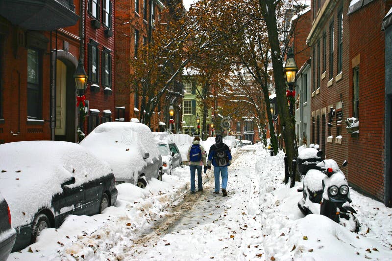 Stock Image of a Snowing Winter at Boston, Massachusetts, USA ...