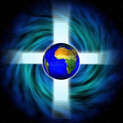 Stock Image of Space Vortex with Cross and Earth Stock Illustration ...