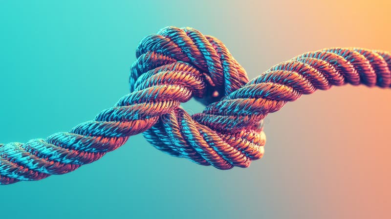 Stock Image of Two Ropes of Different Colors Knotted Together. Stock ...