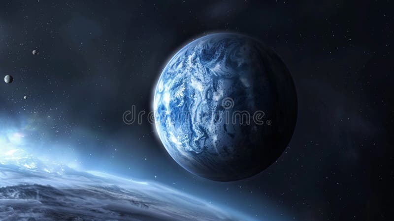 Galactic Scene with Planets: Majestic Planet and Moons in Vast Space ...