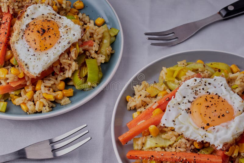 Special egg fried rice. stock image. Image of yummy - 239125005