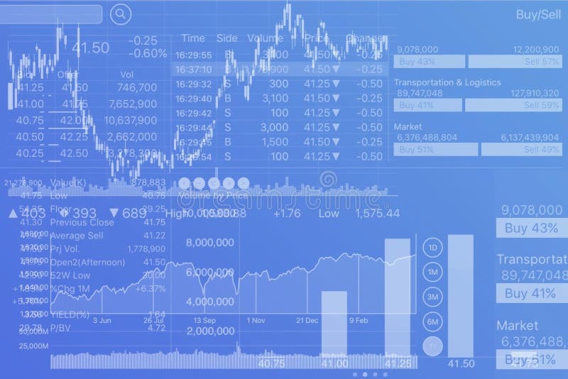 Stock Index Graph on Blue Gradient Background. Stock Illustration ...
