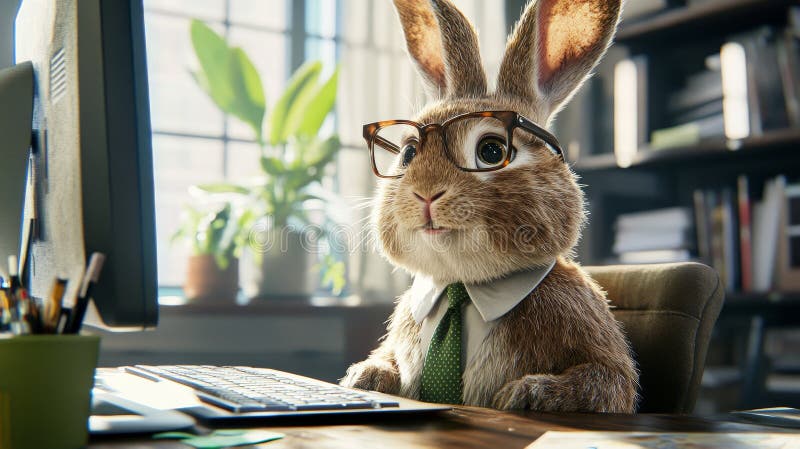 Stock Indicates that Rabbit, a Tie and Glasses-wearing Businessman, is ...