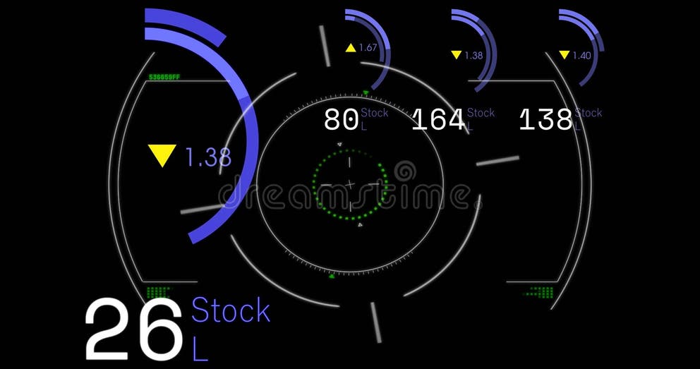 Stock Limit Data Visualization Image with Circular Graphs and Numerical ...