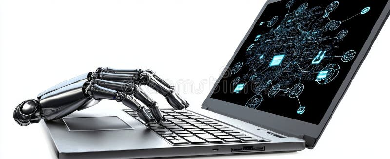 Stock, Machine Learning, Robot Touching a Big Data Network, Data ...