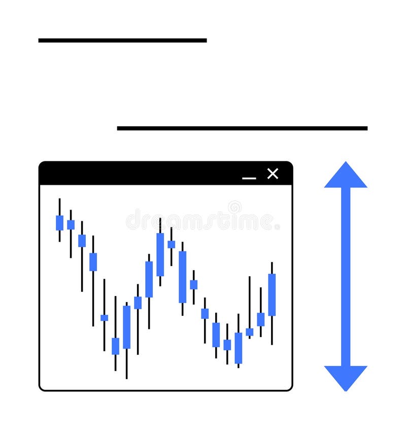 Stock Market Analysis with Candlestick Chart and Blue Double Arrow ...