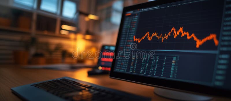 Stock Market Analysis with Graphs and Data on Computer Screen Stock ...