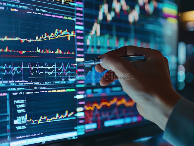 A Stock Market Analyst Annotating a Graph with Future Trend Predictions ...