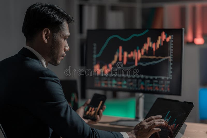 Stock Market Analyst, Data Exchange, Digital Chart on Computer Screen ...