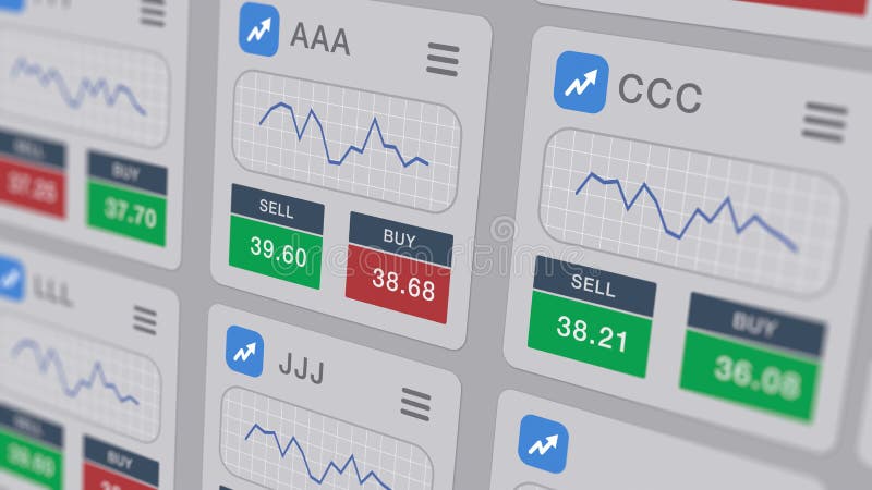 Stock market app interface stock illustration. Illustration of board ...