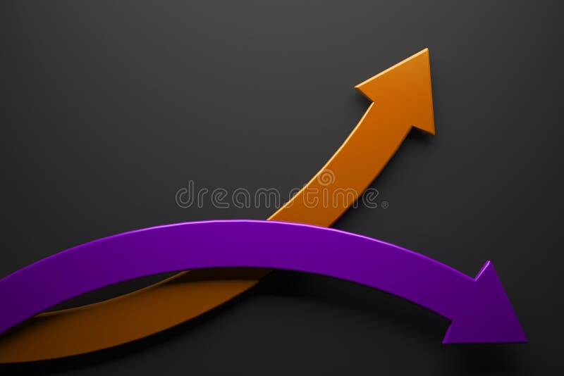 Stock Market Arrow Up or Down on Dark Background Stock Illustration ...