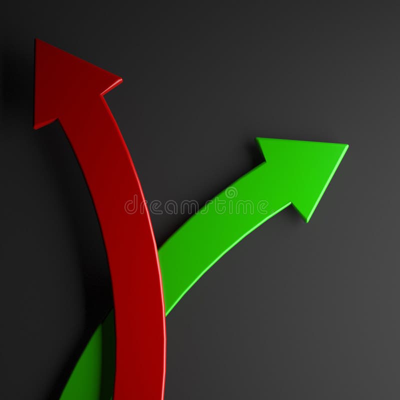 Stock Market Arrow Up or Down on Dark Background Stock Illustration ...