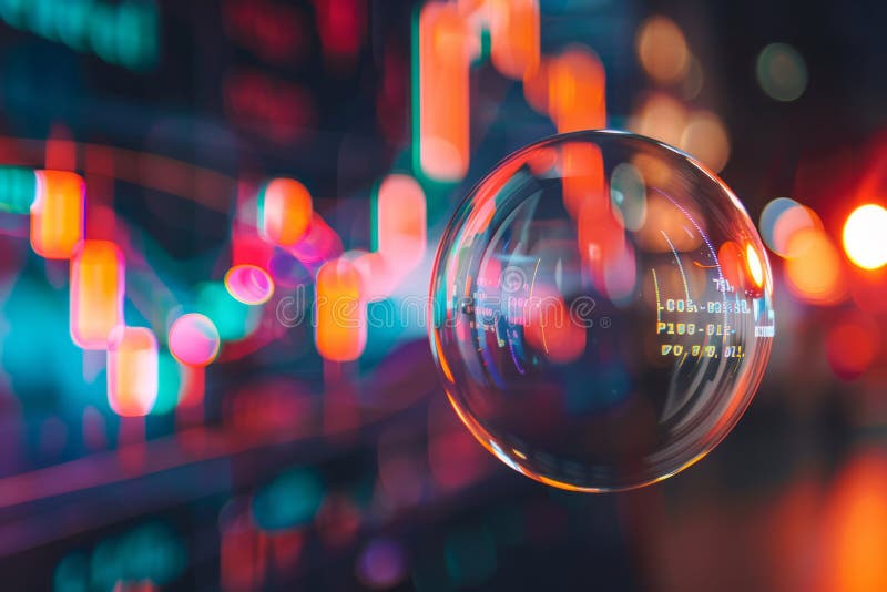 Stock Market Bubble. a Large Bubble in Front of a Stock Market Trading ...