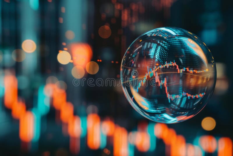 Stock Market Bubble. a Large Bubble in Front of a Stock Market Trading ...