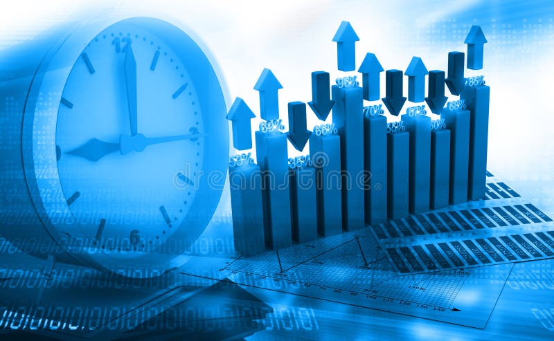 Stock Market Chart with Alarm Clock Stock Illustration - Illustration ...