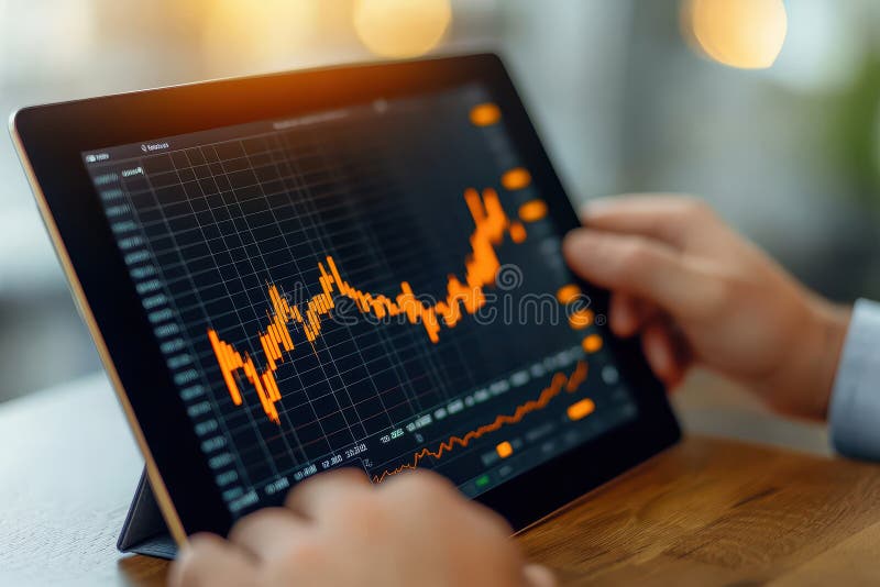 Stock Market Chart Analysis on Digital Tablet Screen Stock Illustration ...