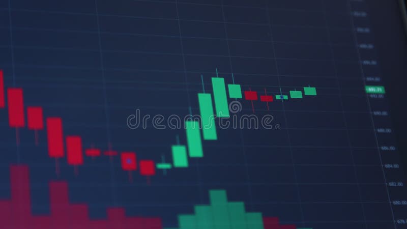 Stock Market Chart on Blue Background. Share Drop Down and Stock Up ...