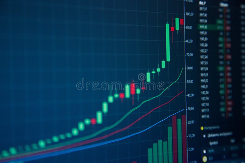 Stock Market Chart on Blue Background, Stock Up Stock Image - Image of ...