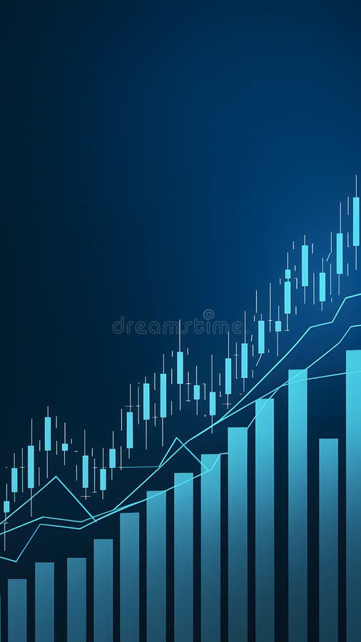 Stock Market Chart with Blue Lines and Candlestick Patterns on Blue ...