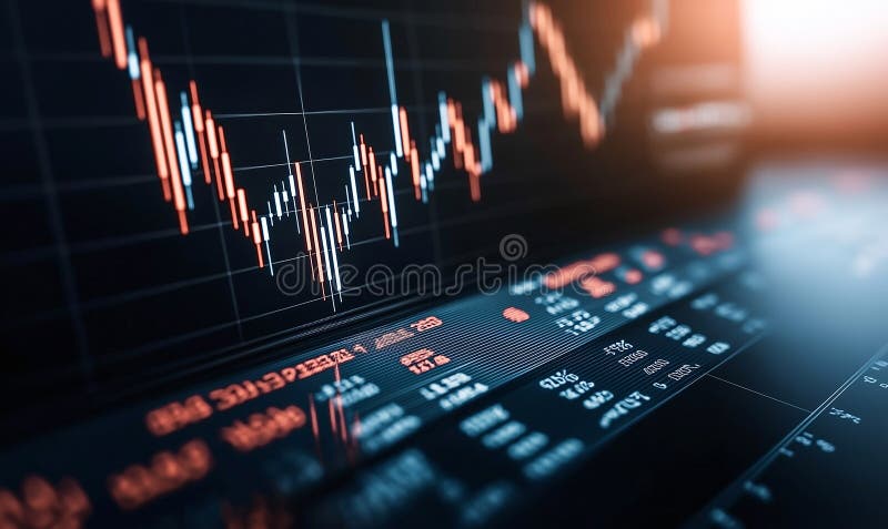 Stock Market Chart with Candlestick Patterns and Line Graphs Showing ...