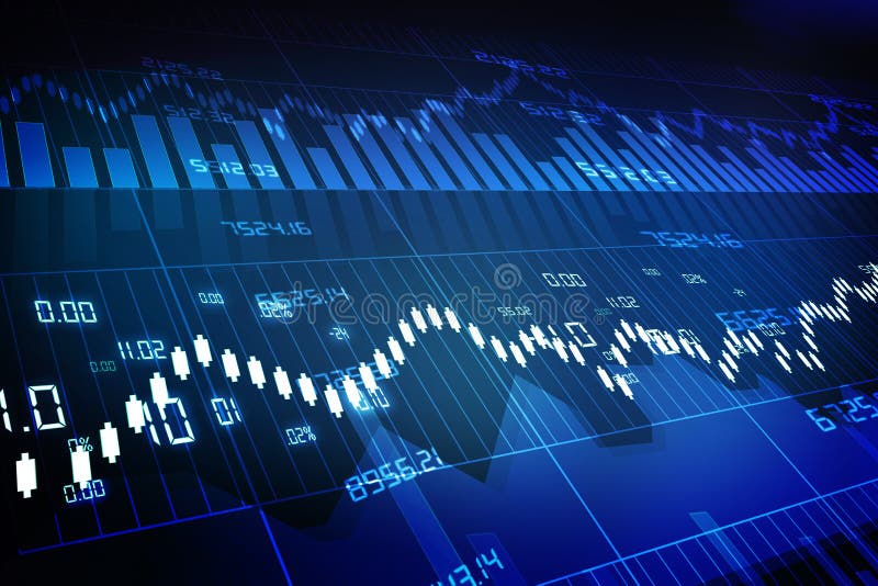 World Map Statistic Data Graph Dark Blue Finance Background 3D Stock ...