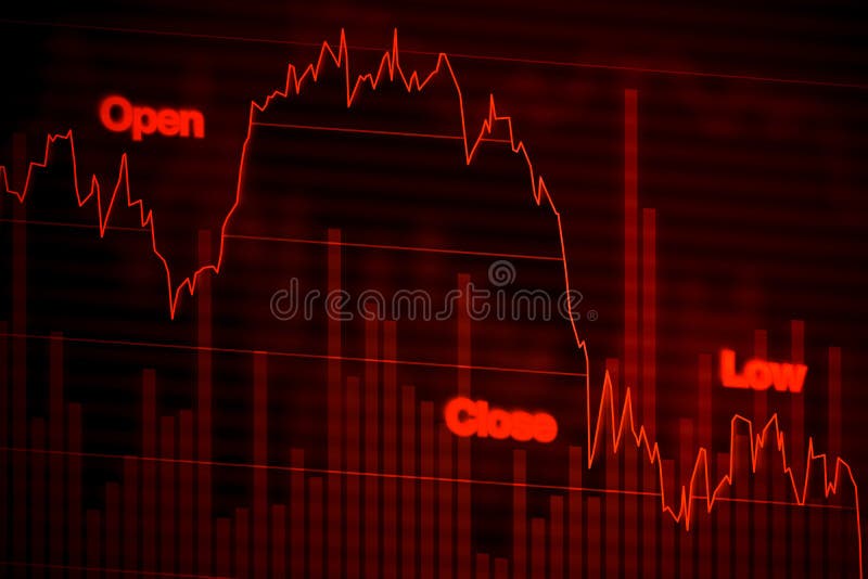 Stock Market Chart Falling Downward in Red Stock Image - Image of ...