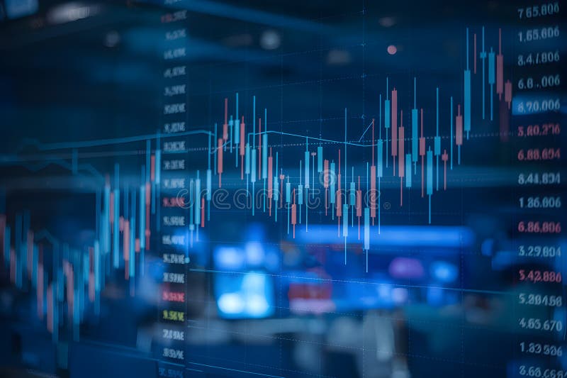 Stock Market Chart with Interconnected Bars, Blue Color Scheme Creates ...