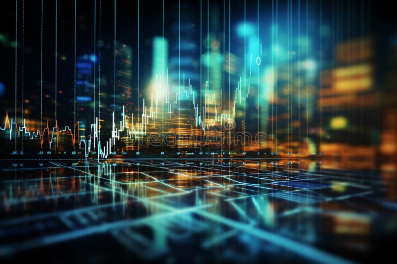 Stock Market Chart Lines Financial Graph on Technology Background Stock ...