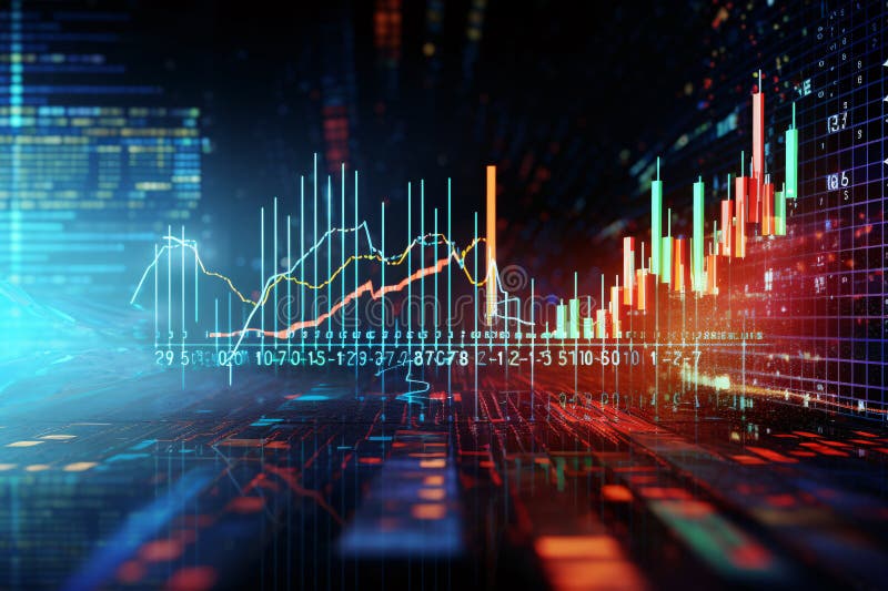 Stock Market Chart Lines Financial Graph on Technology Background Stock ...