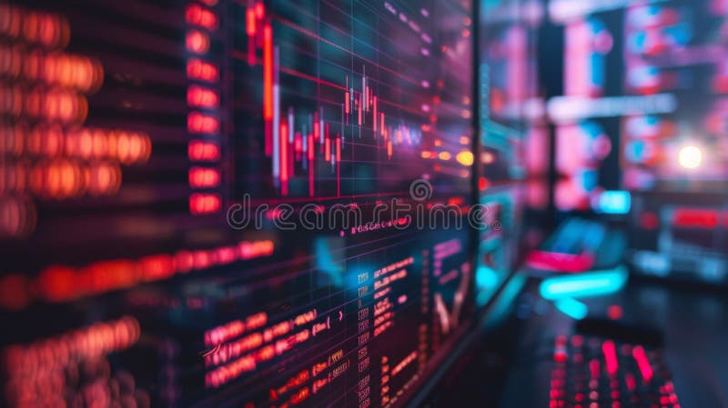 Stock Market Chart with Red and Blue Data Visualization Stock Image ...