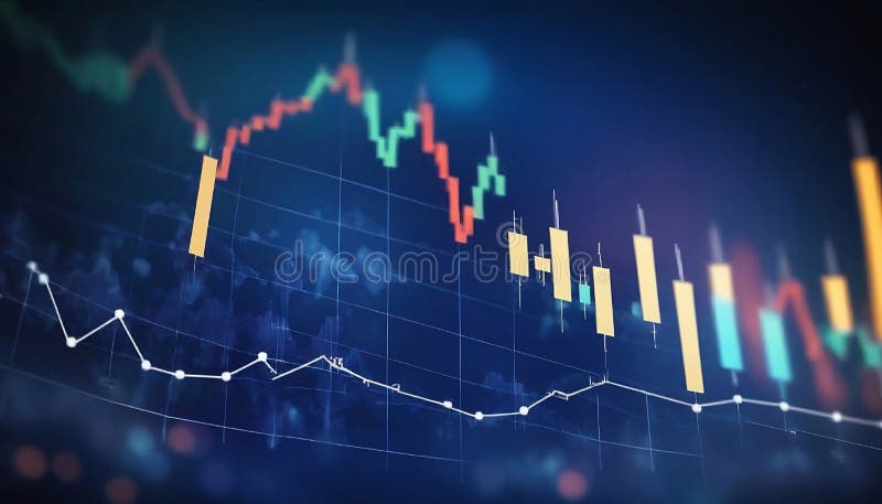 Stock Market Chart Showing Candlestick Graphs and Data Visualizations ...