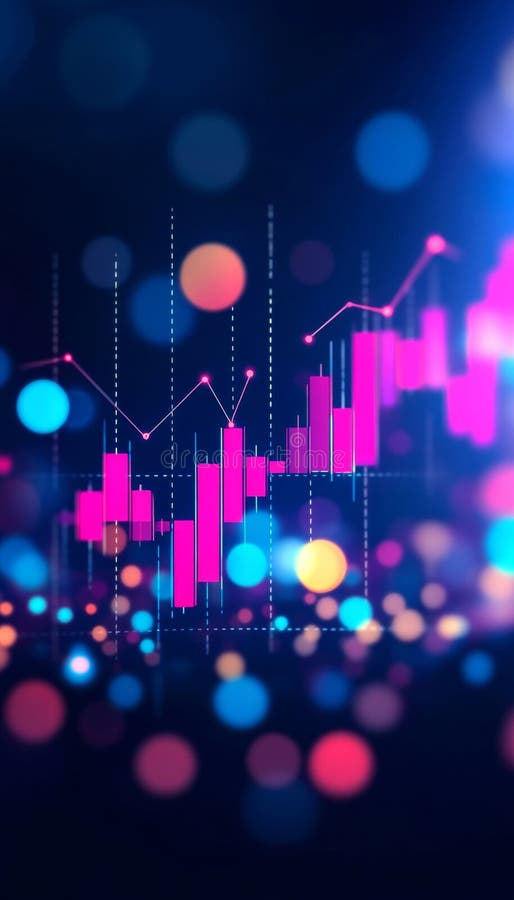 Stock Market Chart with Upward Trend Bokeh Background and Financial ...