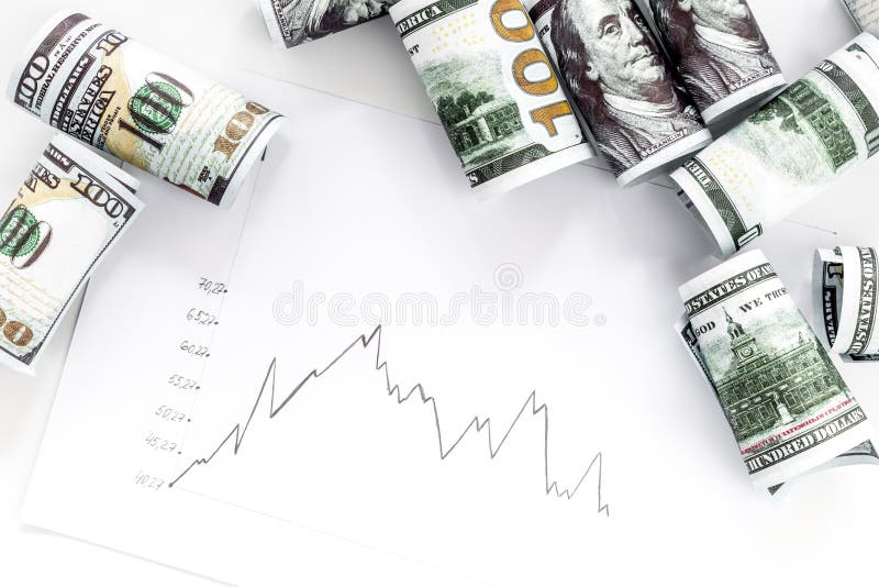 Stock Market Chart with US Dollars Banknote Top View Stock Photo ...