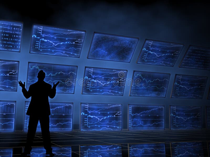 Stock Market Charts on Televisions Stock Illustration - Illustration of ...