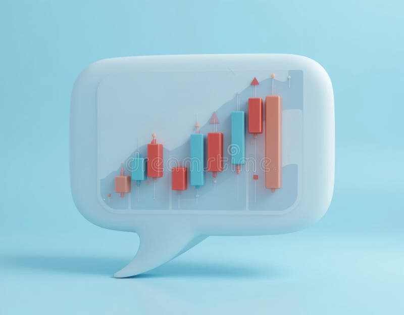 Stock Market Chat Candlestick Chart in Speech Bubble on Blue Stock ...