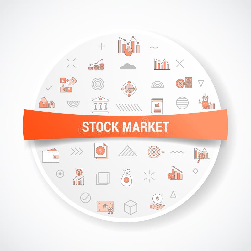 Stock Market Concept with Icon Concept with Round or Circle Shape for ...