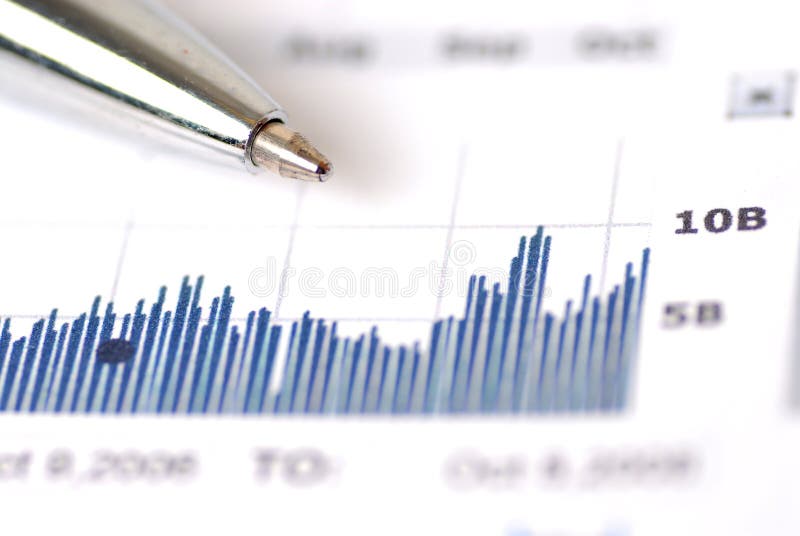 Bar chart with a pen stock image. Image of corporate, gain - 5047807