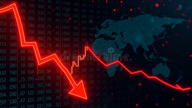 Stock Market Crash with Red Downward Trend Graph Stock Illustration ...