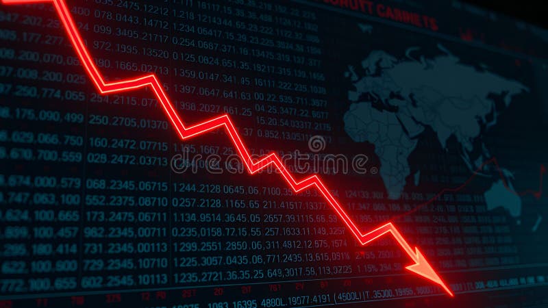 Stock Market Crash with Red Downward Trend Graph Stock Illustration ...